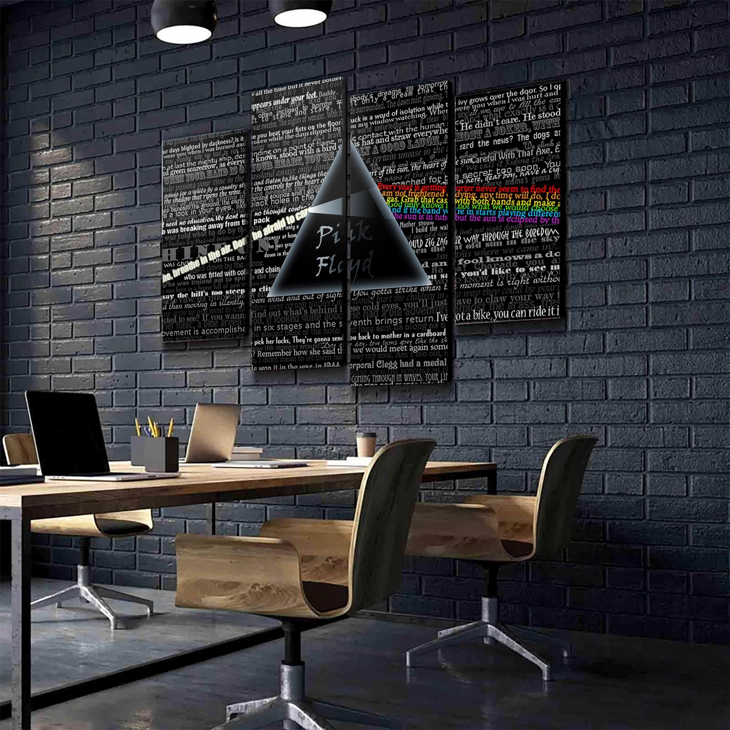 Pink Floyd Lyric Collage Prism Vintage Canvas Otherbrick
