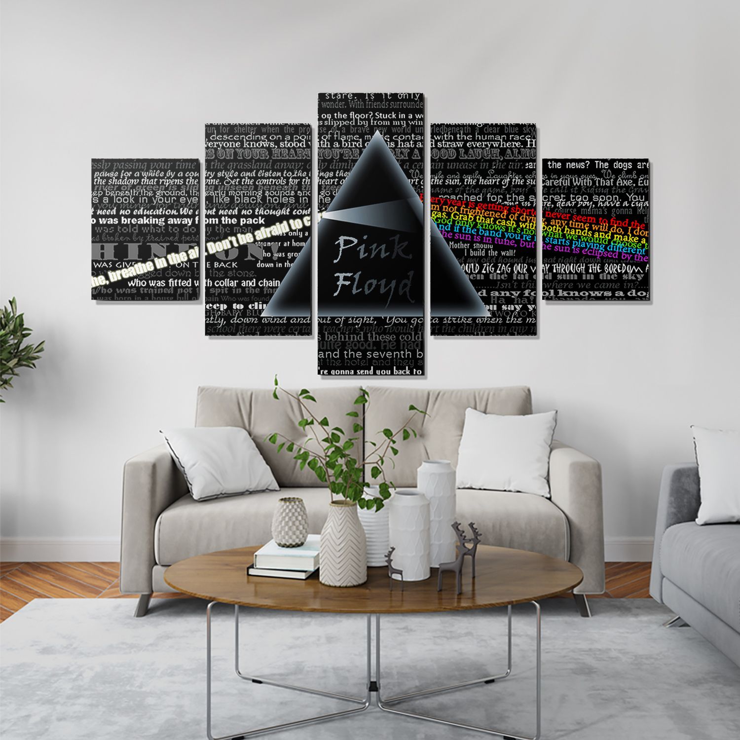 Pink Floyd Lyric Collage Prism Vintage Canvas Otherbrick